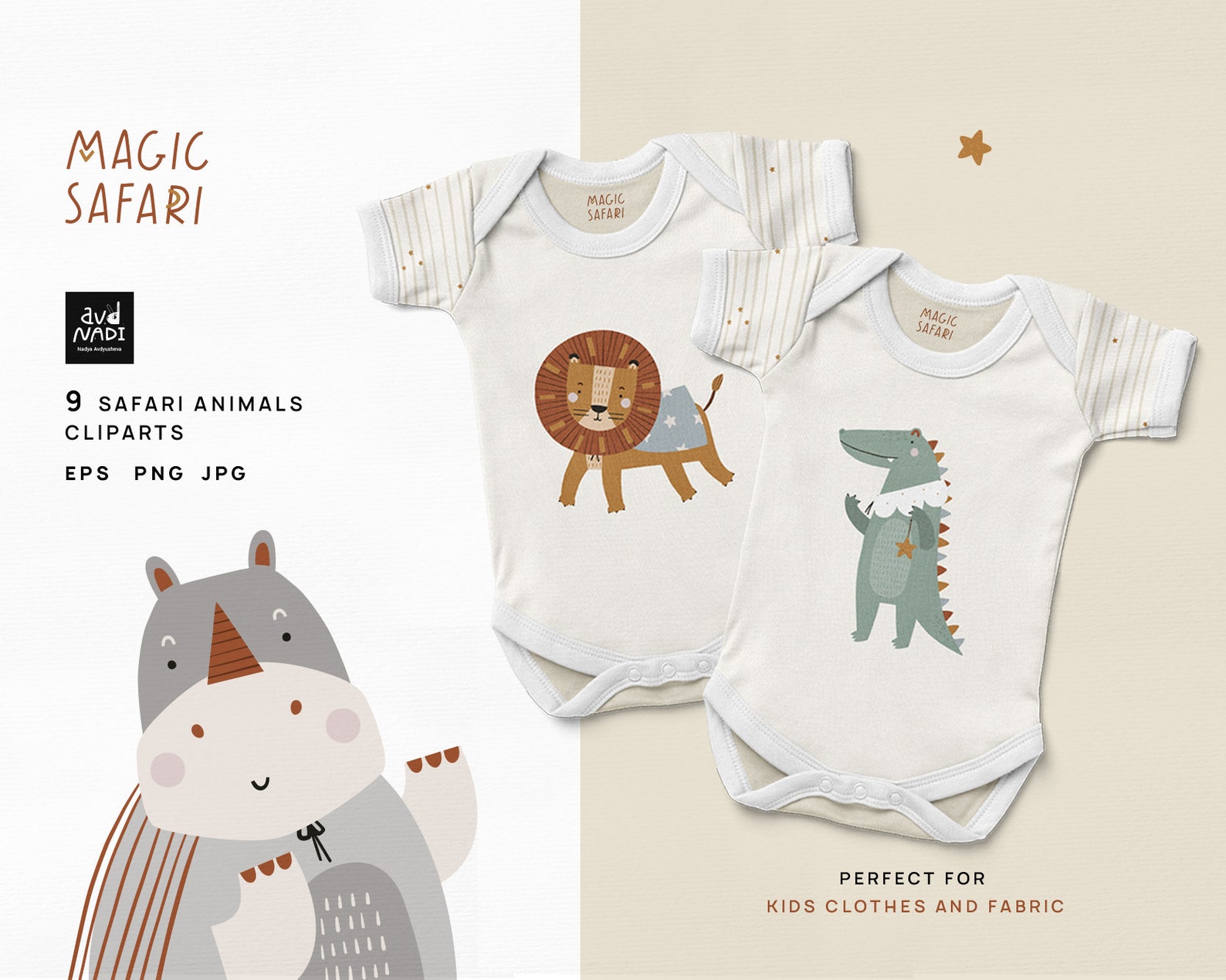 Magic Safari Animals Clipart, Baby Animal Png, Safari Nursery, Lion ...