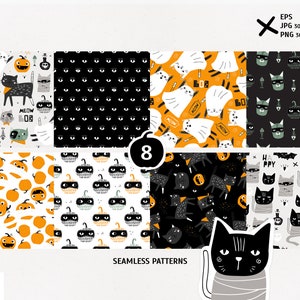 Happy Halloween Digital Paper Pack, Halloween Seamless Pattern, Digital ...