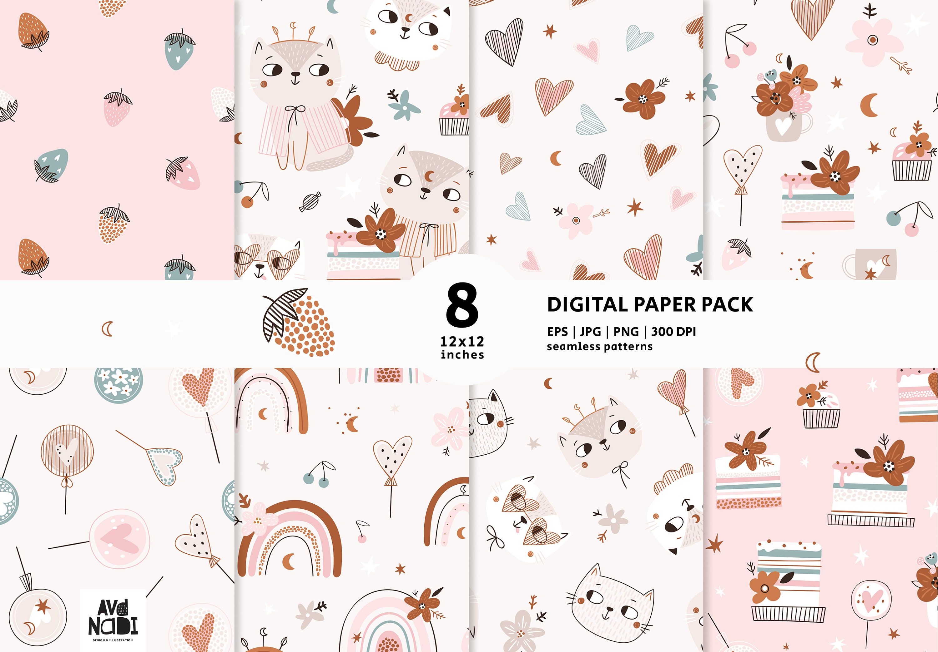 Boho Digital Paper Pack Candy Digital Paper Boho Heart - Etsy