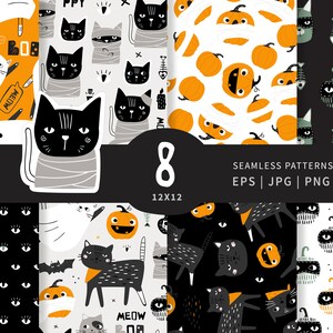 Happy Halloween Digital Paper Pack, Halloween Seamless Pattern, Digital ...