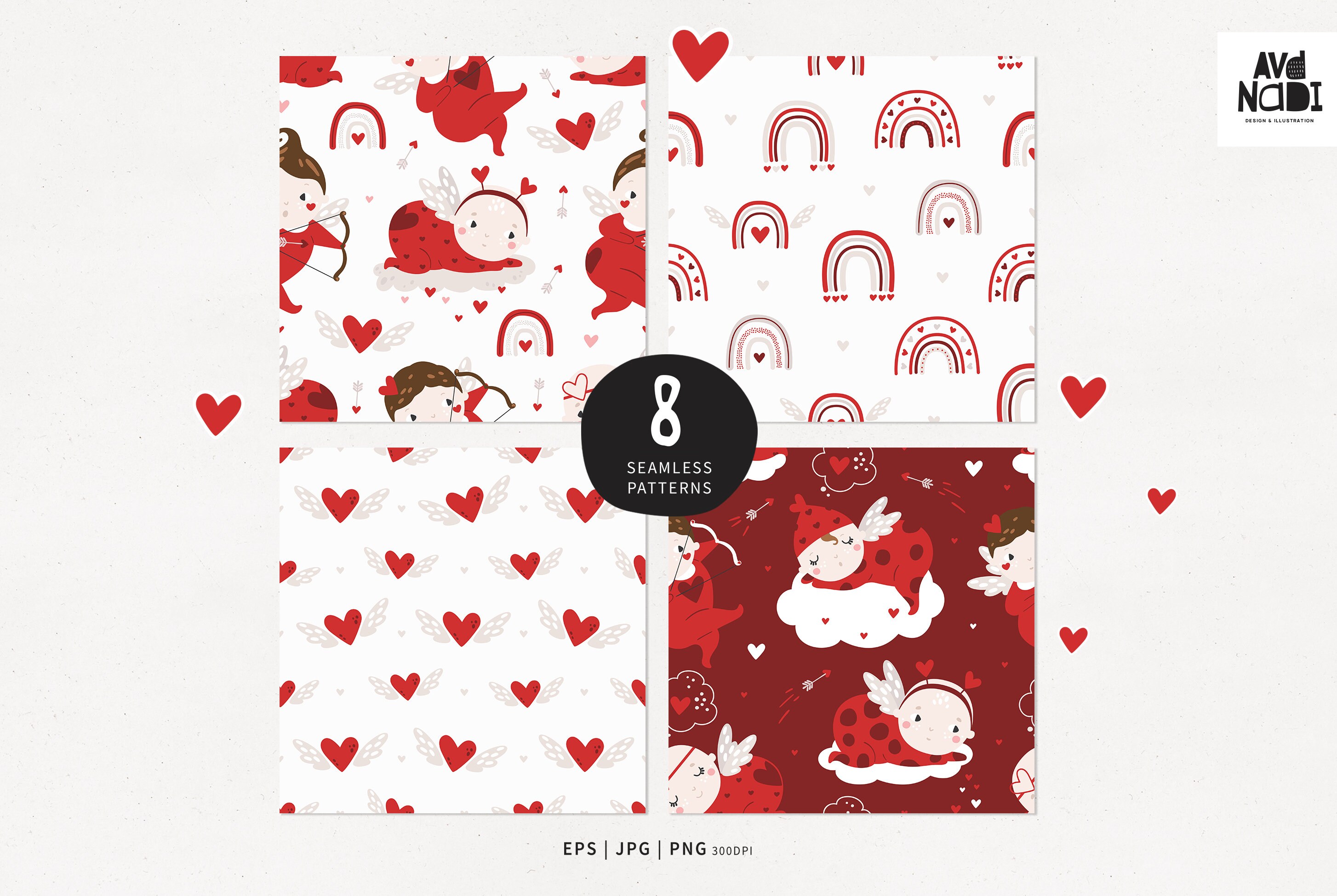 Love Seamless Pattern Baby Digital Paper Heart Background | Etsy