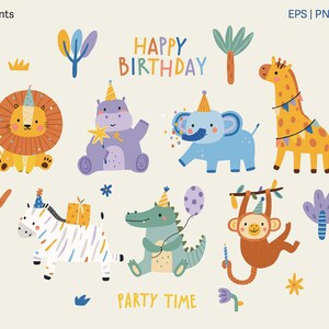 Safari Animals Clipart – Lion, Giraffe, Elephant, Monkey – Cute Jungle ...
