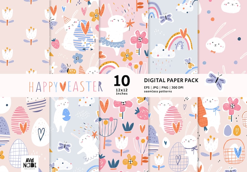 Easter Digital Paper Spring Digital Paper Easter Seamless - Etsy