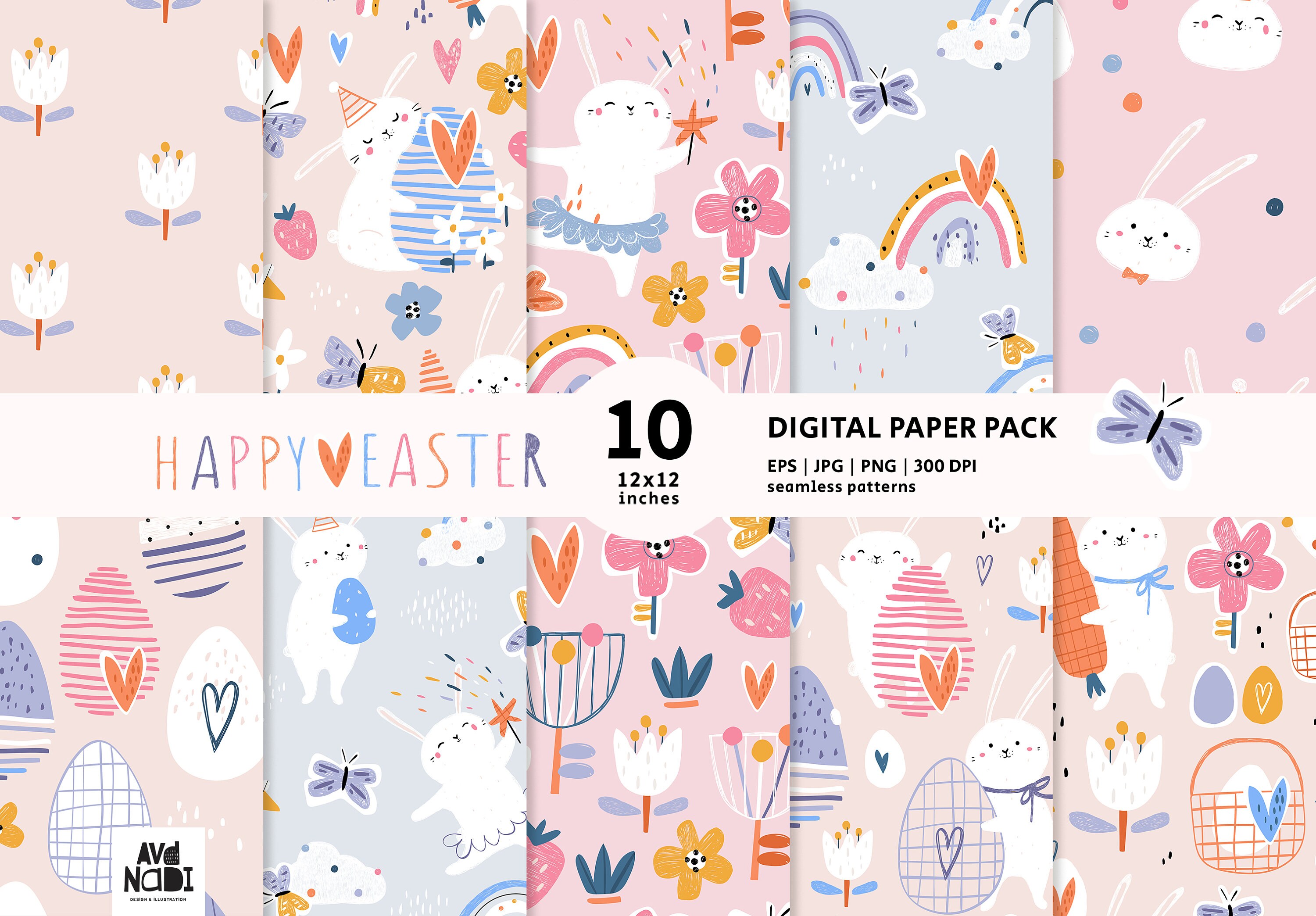 Easter Digital Paper, Spring Digital Paper, Easter Seamless File ...