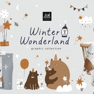 Winter Wonderland Clipart and Patterns, Woodland Animal Clipart, Winter ...