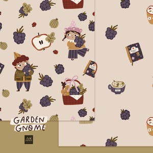 Autumn Garden Gnomes Seamless Patterns, Cute Gnomes Digital Paper ...