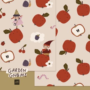 Autumn Garden Gnomes Seamless Patterns, Cute Gnomes Digital Paper ...