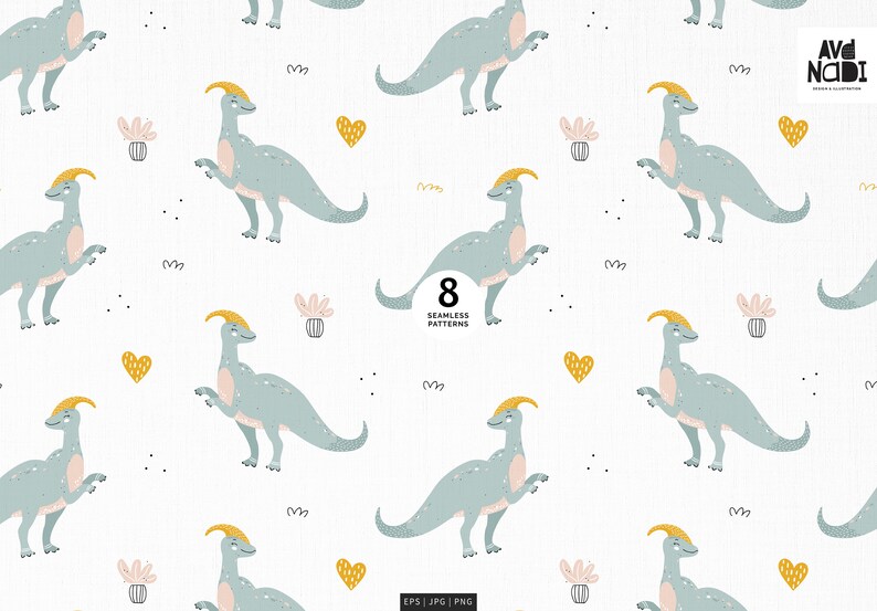 Dinosaur digital paper pack Baby girl dinosaur seamless | Etsy