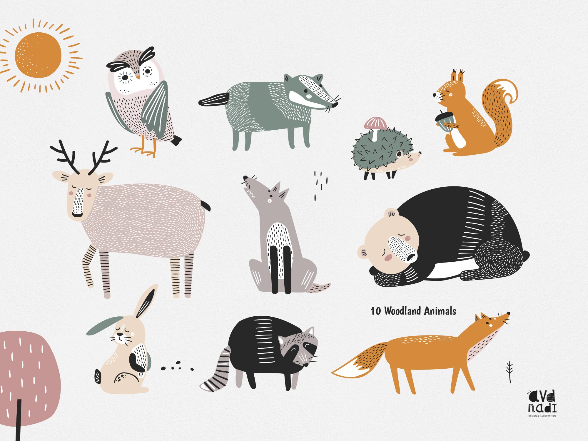 Woodland Animals Clip Art Woodland Digital Paper Deer Clipart Woodland ...