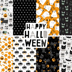 Happy Halloween Digital Paper Pack, Halloween Seamless Pattern, Digital ...