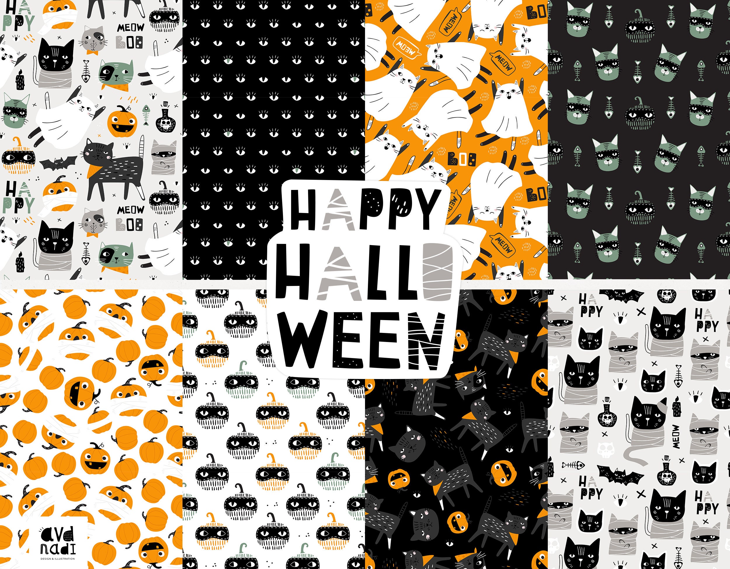 Happy Halloween Digital Paper Pack Halloween Seamless - Etsy