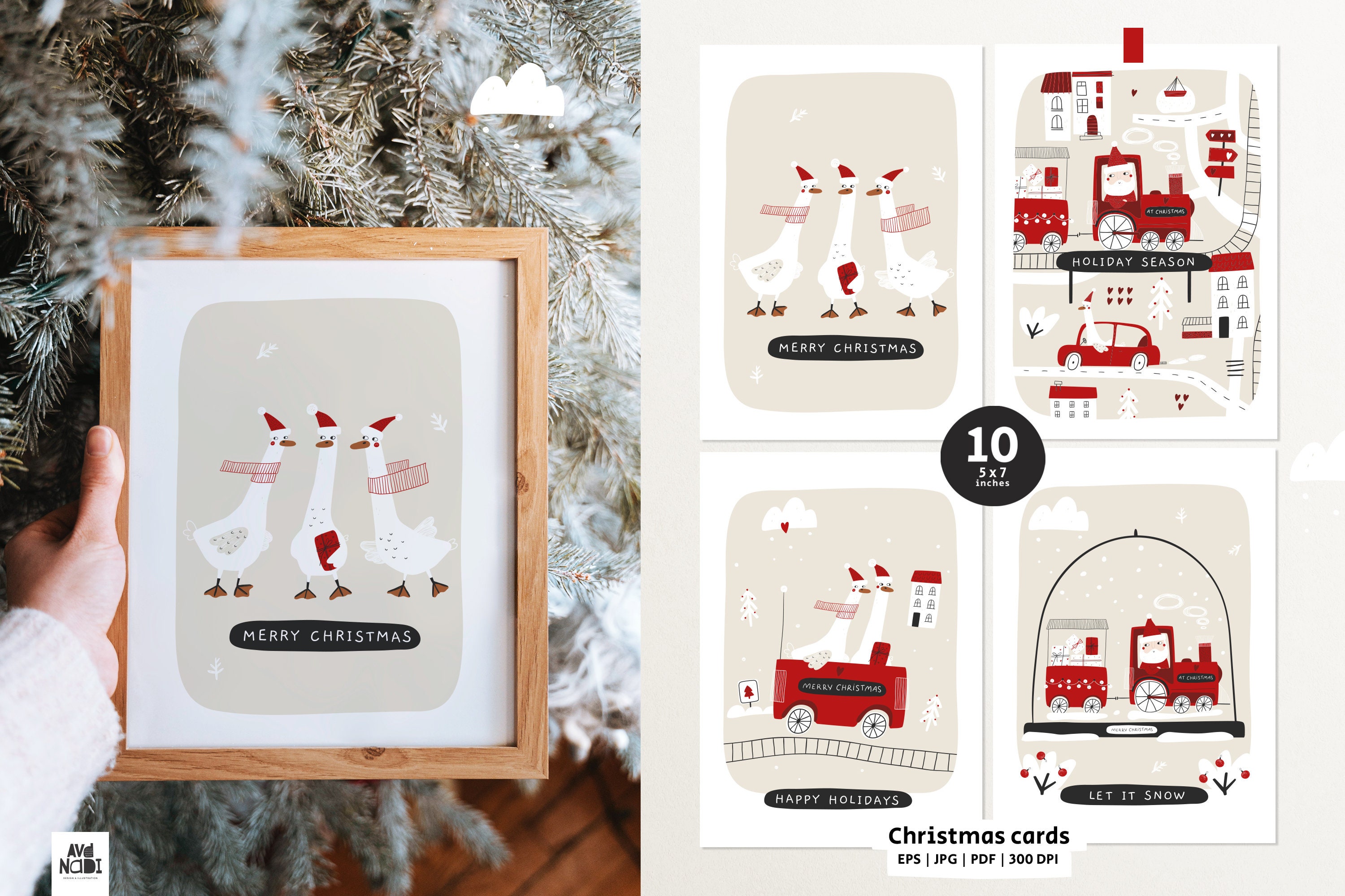 Funny Christmas Cards Printable, Holiday Card Set, Christmas Greeting ...