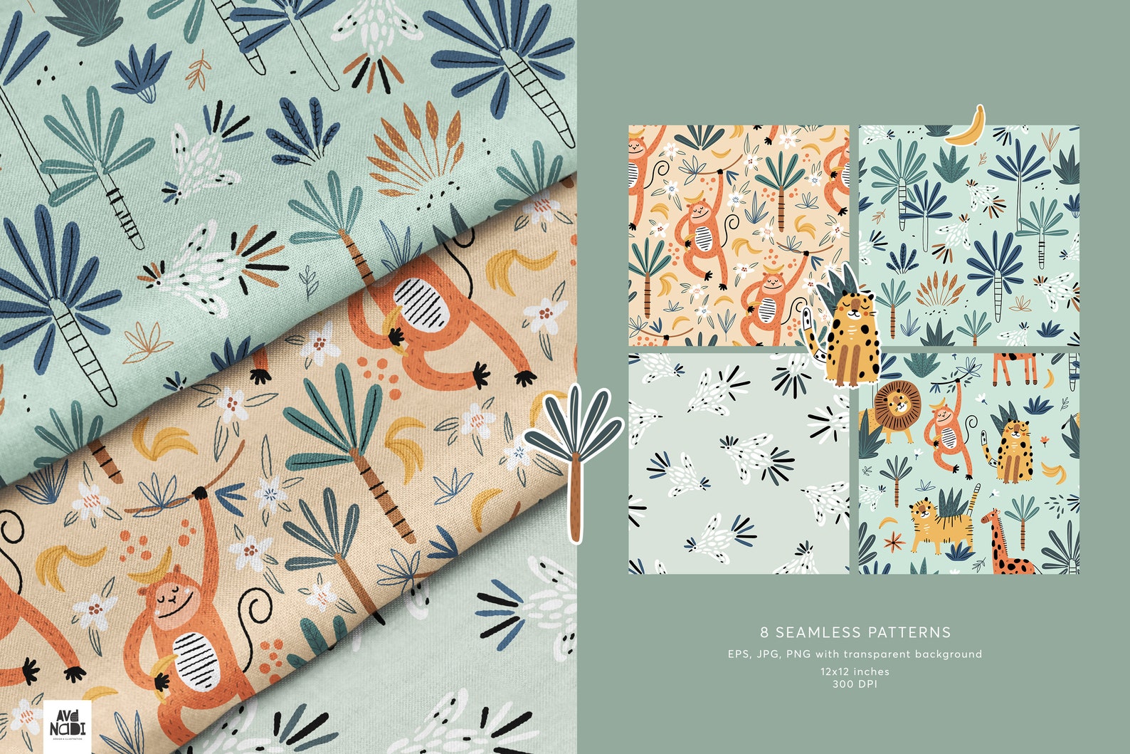 Safari Digital Paper Pack Jungle Animals Seamless Pattern | Etsy