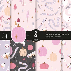 Pastel Halloween Seamless Pattern, Halloween Digital Paper Pack ...