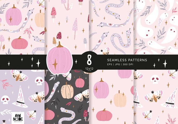 Pastel Halloween Seamless Pattern Halloween Digital Paper - Etsy