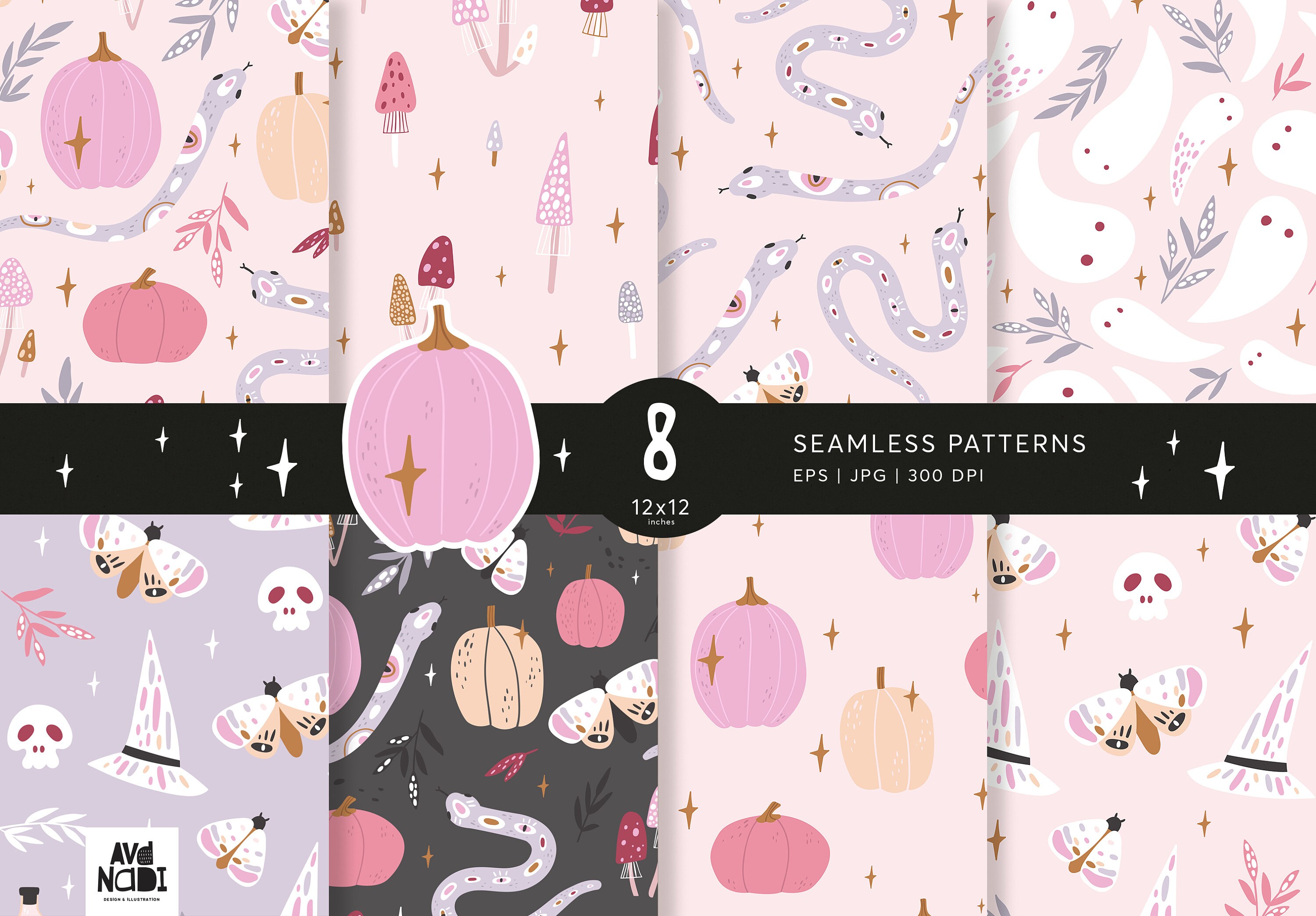 Pastel Halloween Seamless Pattern, Halloween Digital Paper Pack ...