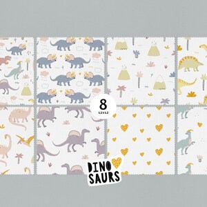 Dinosaur Digital Paper Pack, Baby Girl Dinosaur Seamless Pattern ...