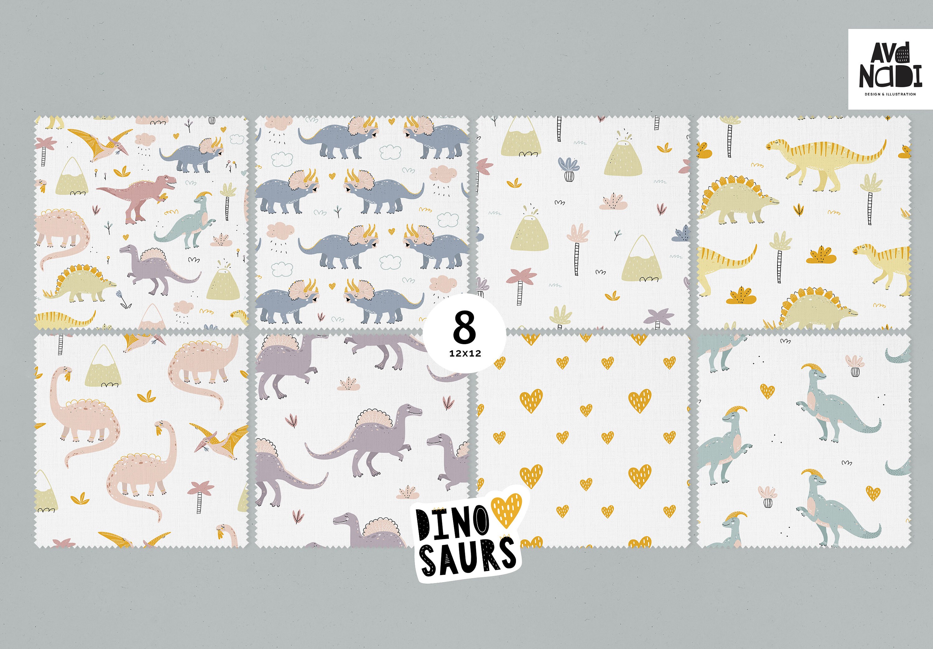 Dinosaur Digital Paper Pack, Baby Girl Dinosaur Seamless Pattern ...