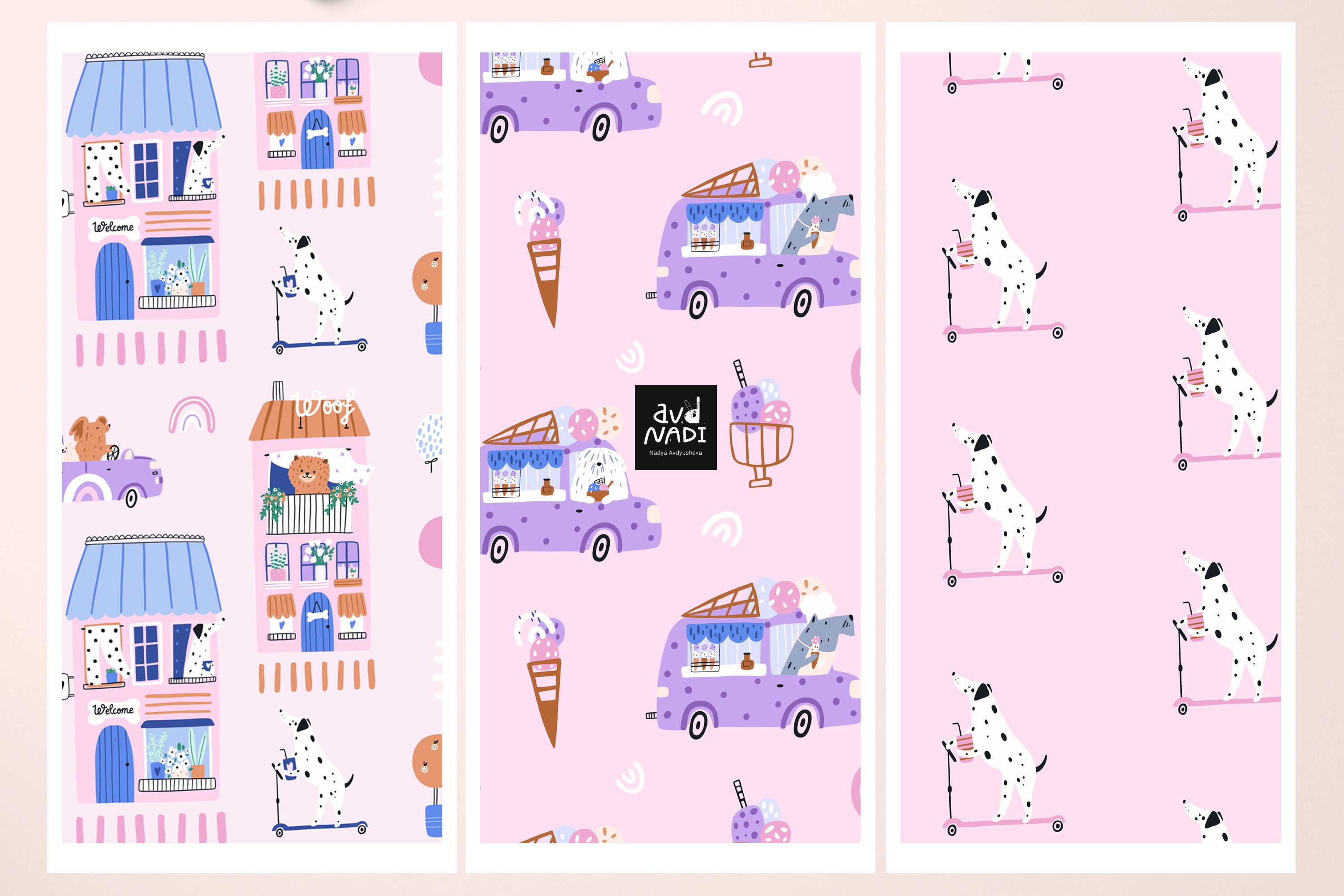 Dogs Digital Paper Pack, Dog City Seamless Pattern, Kids Digital Paper ...