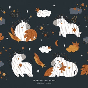 Magic Zebra Clipart Set, Baby Animal Clipart, Safari Animals Clipart ...