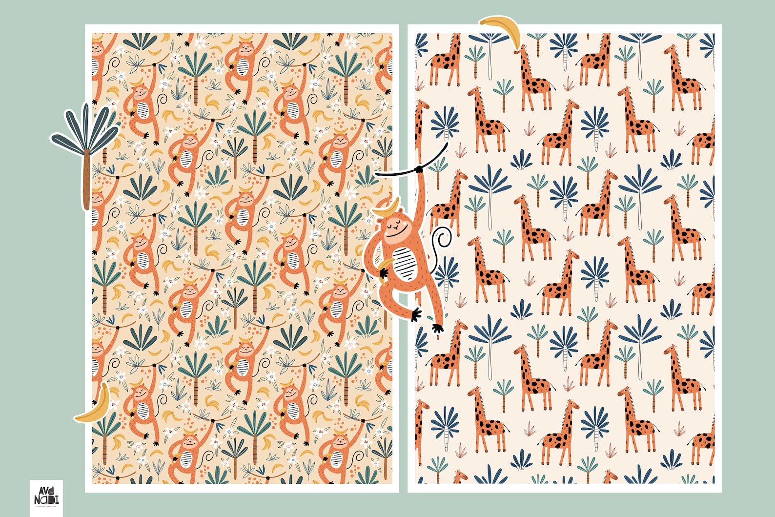 Safari Digital Paper Pack, Jungle Animals Seamless Pattern, Leopard ...