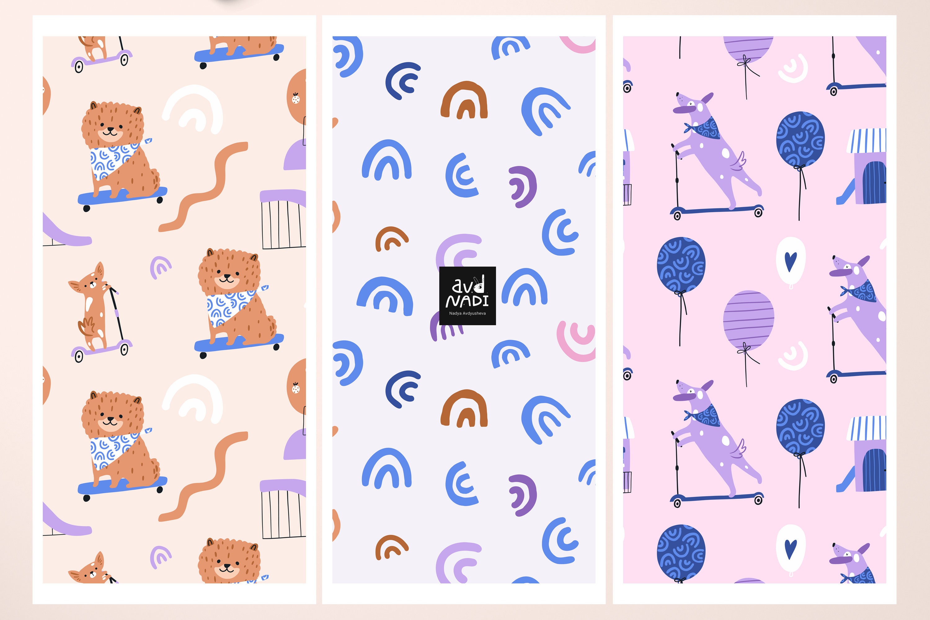 Dogs Digital Paper Pack, Dog City Seamless Pattern, Kids Digital Paper ...