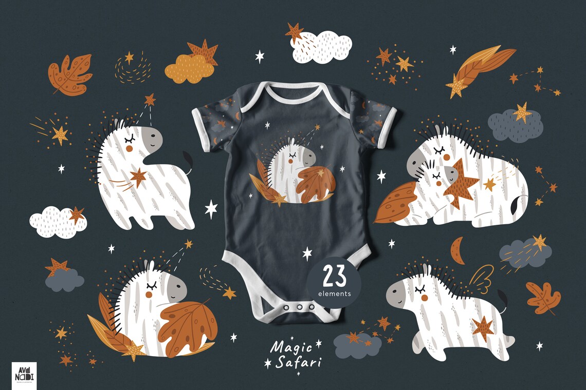 Magic Zebra Clipart Set, Baby Animal Clipart, Safari Animals Clipart ...