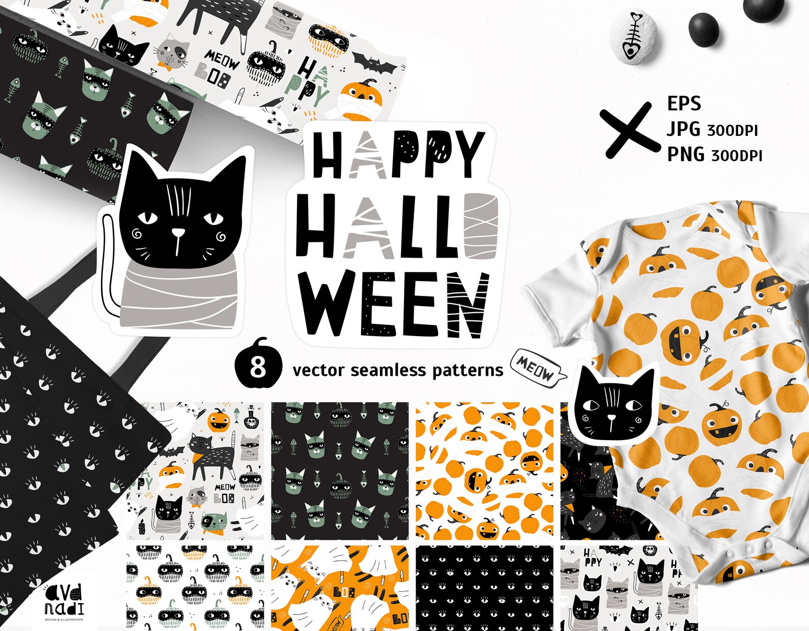 Happy Halloween Digital Paper Pack, Halloween Seamless Pattern, Digital ...