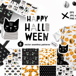 Happy Halloween Digital Paper Pack, Halloween Seamless Pattern, Digital ...