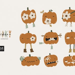 Spooky Halloween Clipart Set, Pumpkin Clipart, Cute Ghost Clipat ...