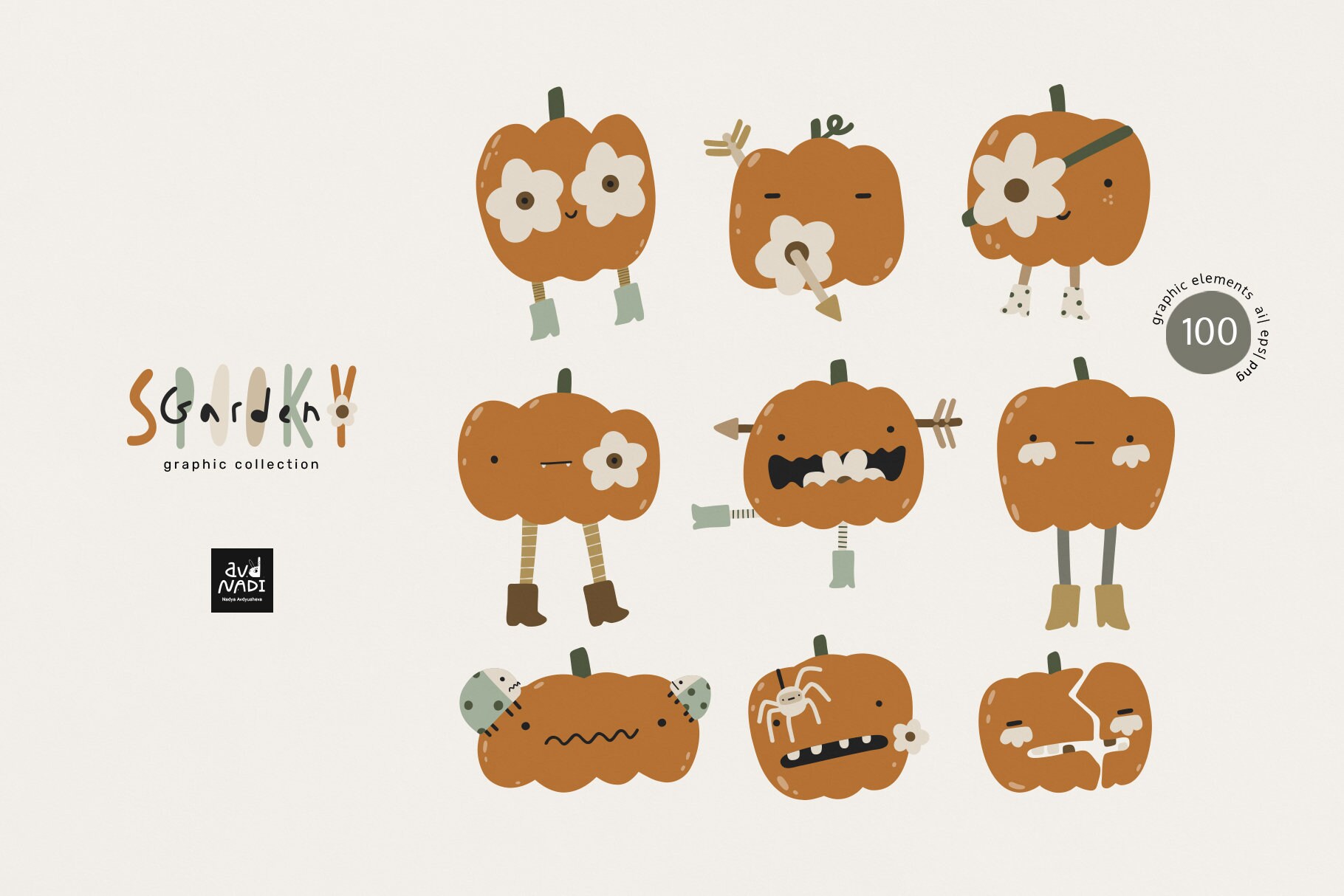 Spooky Halloween Clipart Set, Pumpkin Clipart, Cute Ghost Clipat ...