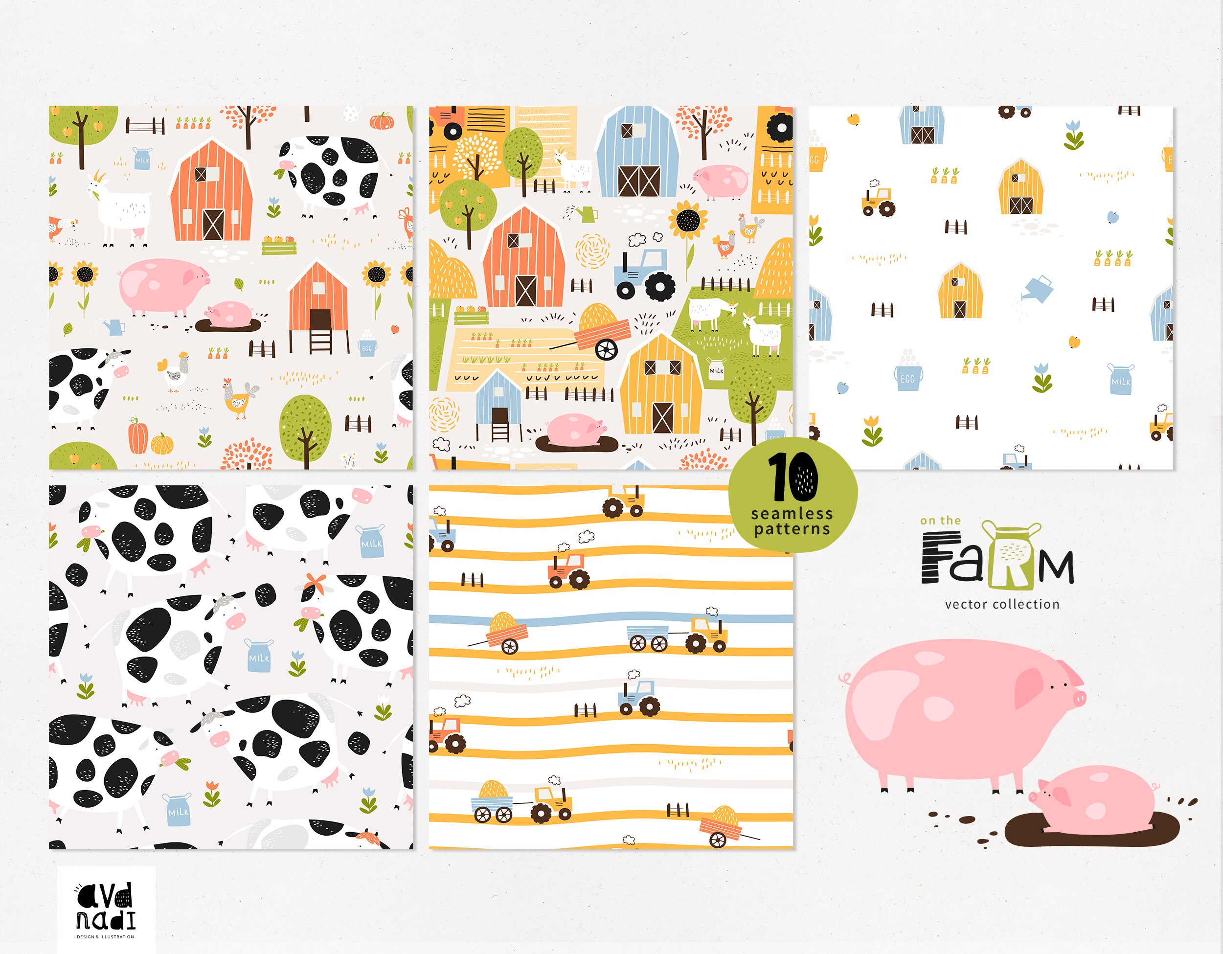 Farm Seamless Pattern Farm Animal Digital Paper Kids Paper - Etsy