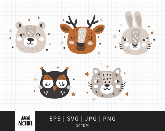 Animal Face SVG Owl Svg File Bear Svg Deer Svg Animal Face - Etsy Canada