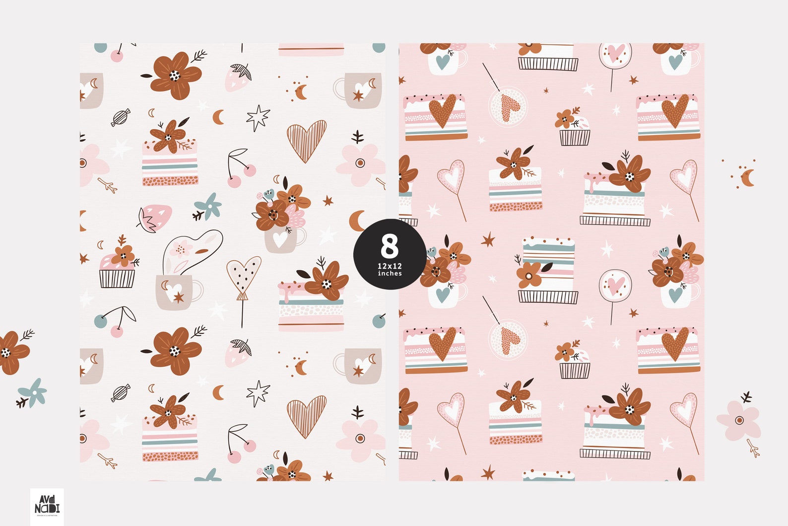 Boho Digital Paper Pack Candy Digital Paper Boho Heart | Etsy