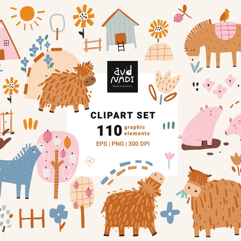 Farm Clipart - Etsy