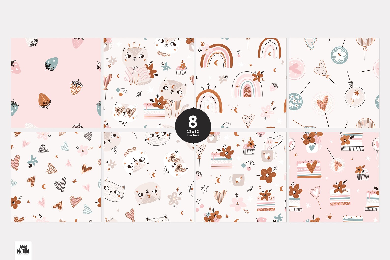 Boho Digital Paper Pack Candy Digital Paper Boho Heart | Etsy