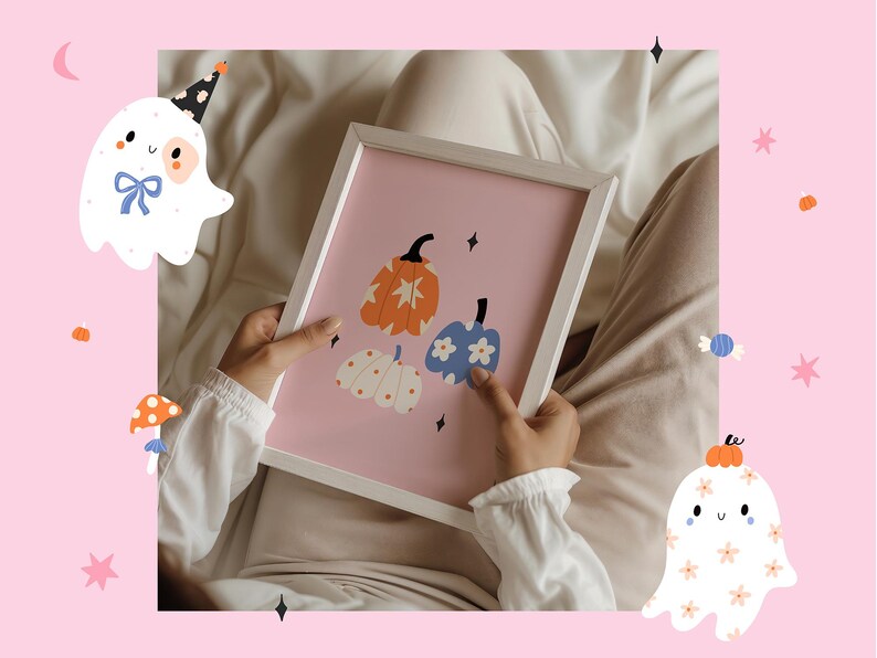 Pastel Halloween Ghost Clipart - Cute Spooky PNG EPS - Ghosts, Pumpkins ...