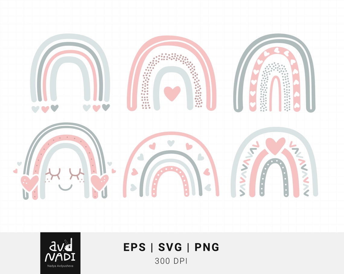 Sweet Rainbow Clipart, Cute Rainbow Svg, Nursery Rainbow Svg, Baby ...