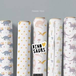 Dinosaur Digital Paper Pack, Baby Girl Dinosaur Seamless Pattern ...
