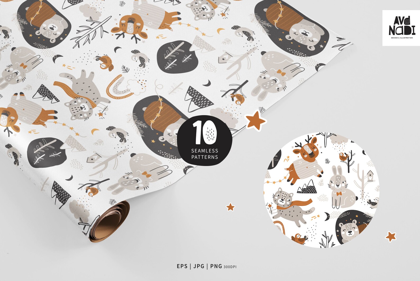 Winter Digital Paper Woodland Animals Seamless Pattern | Etsy