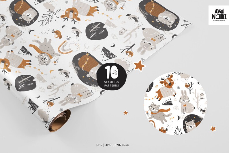 Winter Digital Paper Woodland Animals Seamless Pattern - Etsy