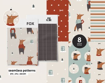 Winter Digital Paper Woodland Animals Seamless Pattern | Etsy