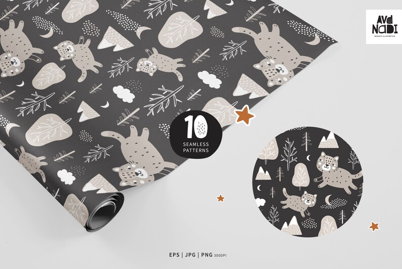 Winter digital paper Woodland animals seamless pattern | Etsy
