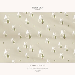 Newborn Baby Digital Paper Pack, Baby Boy Seamless Pattern, Woodland ...