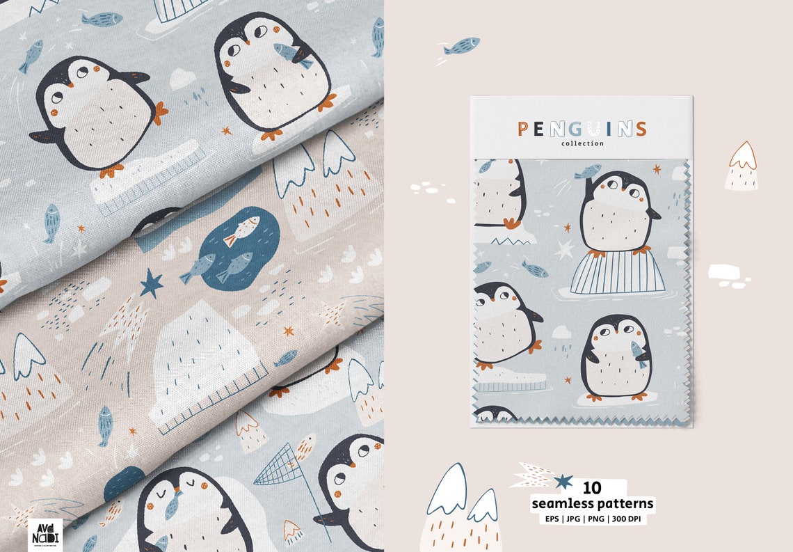 Arctic Penguin Clipart Set Penguin Digital Paper Winter | Etsy
