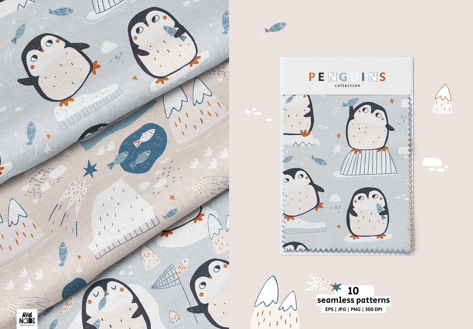 Arctic Penguin Clipart Set, Penguin Digital Paper, Winter Penguin ...