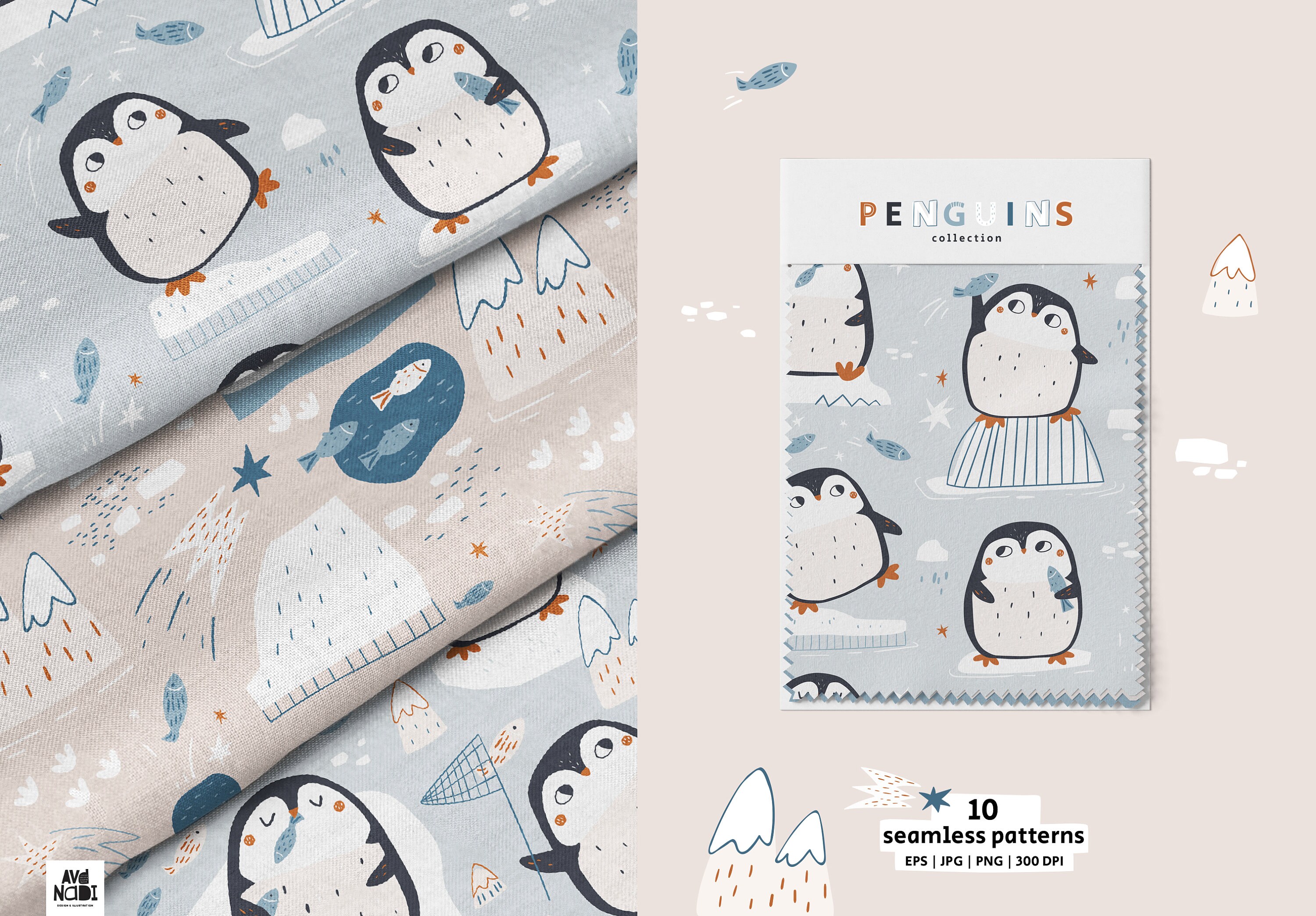 Arctic Penguin Clipart Set, Penguin Digital Paper, Winter Penguin ...