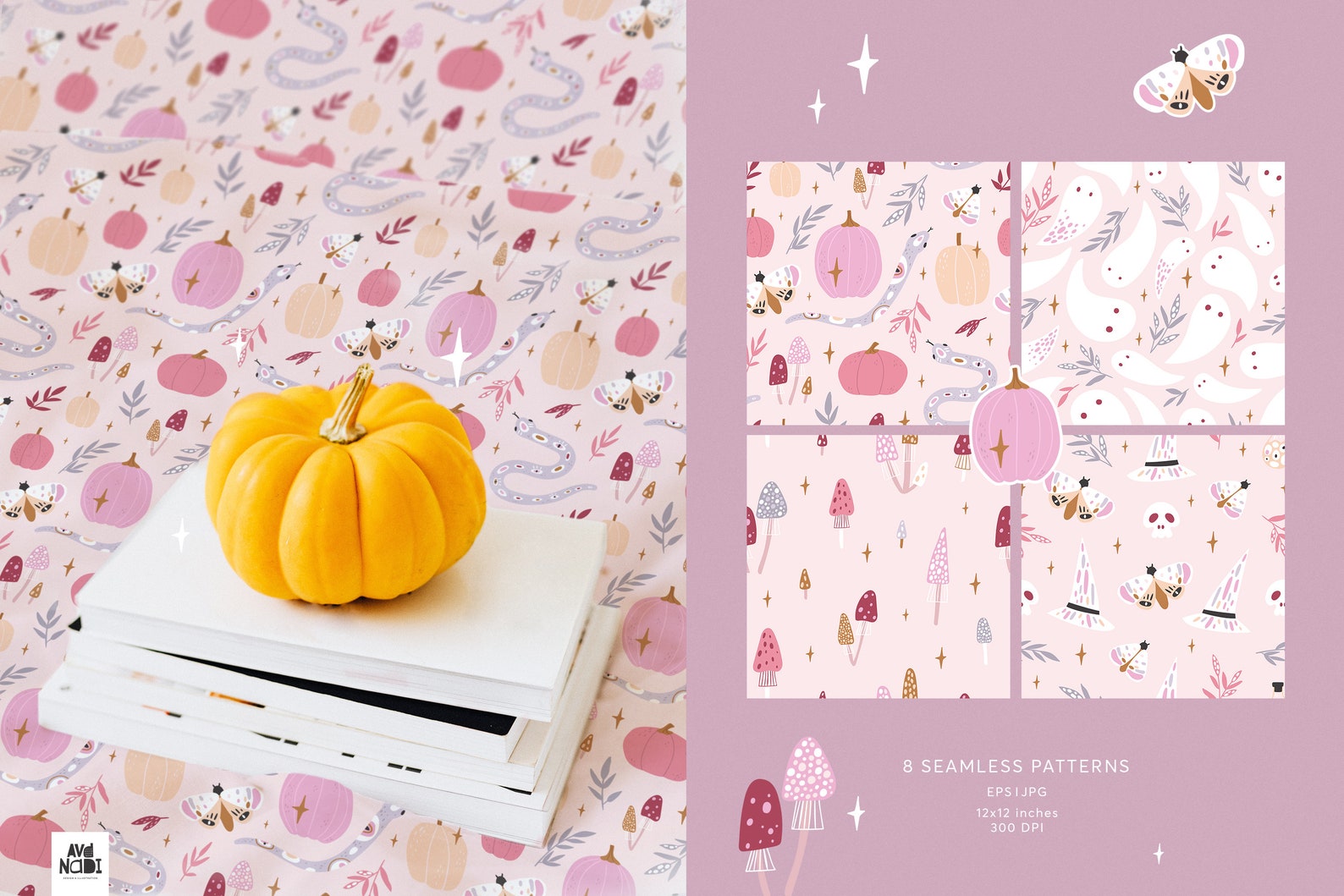 Pastel Halloween Seamless Pattern Halloween Digital Paper - Etsy