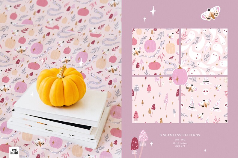 Pastel Halloween Seamless Pattern Halloween Digital Paper - Etsy