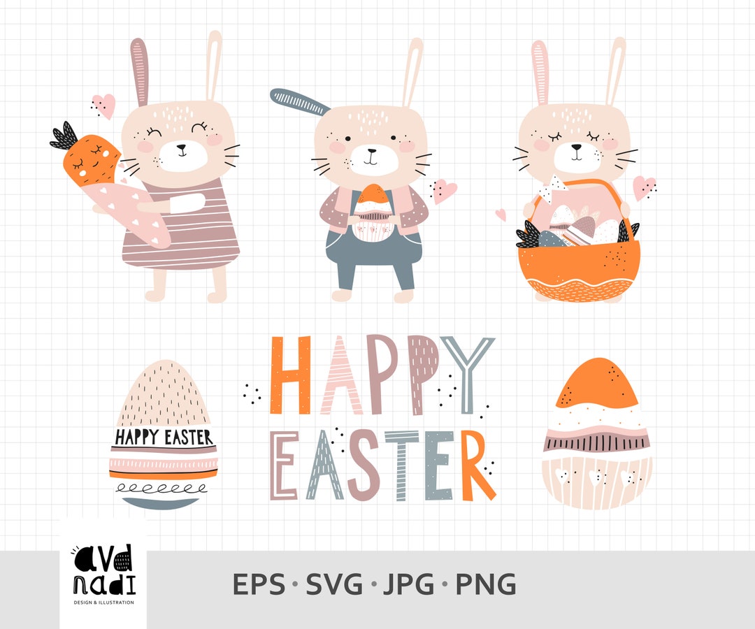 Easter Clipart, Bunny Clipart, Easter Bunny Clipart, Bunny Svg, Easter ...